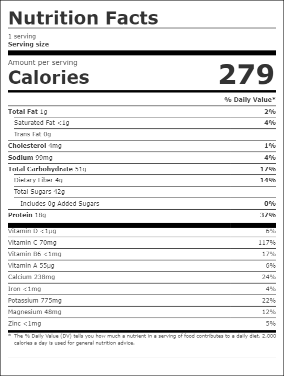 Ingredients &Nutritional Info - Natures Fare