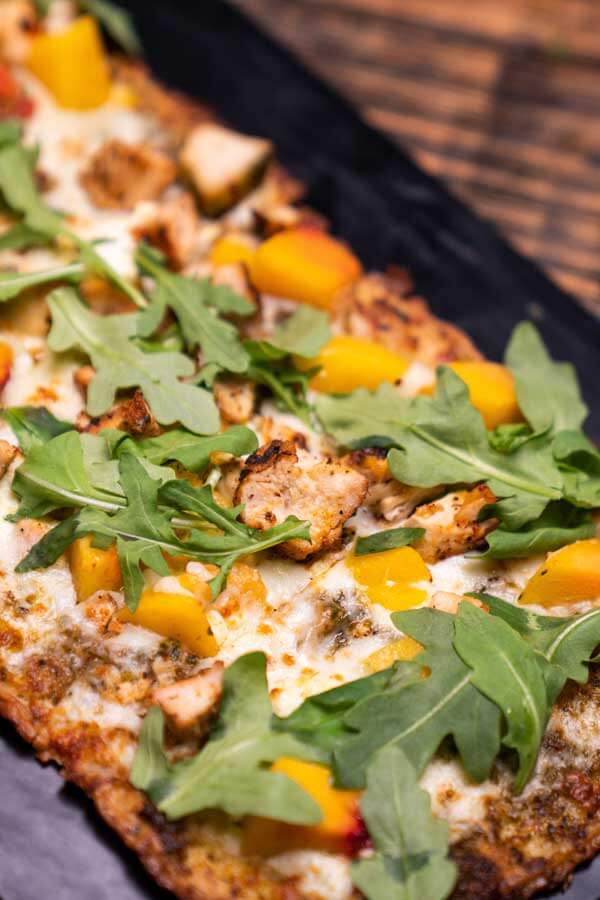 Grilled Peach, Chicken & Arugula Barbari Flatbread - Natures Fare